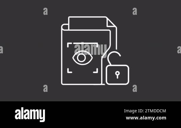 Animated documents white line icons. Confidential information access. Loop HD video with alpha ...