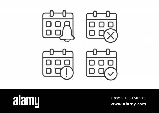 Animated schedule linear icons. Appointment notification. Cancel and approve event. Seamless ...