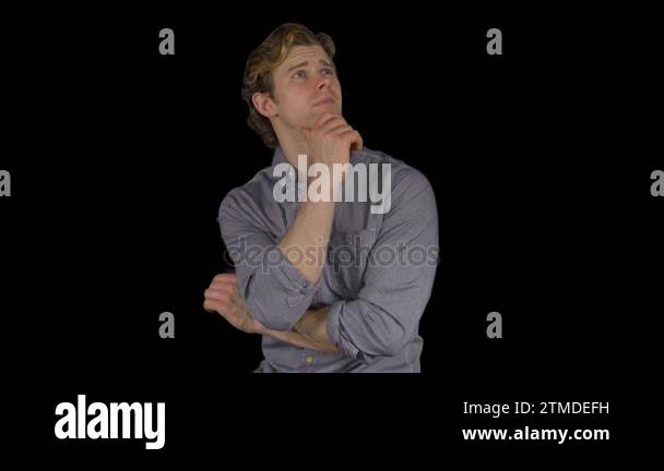 Man looks above him and wonders (Transparent Background Stock Video ...