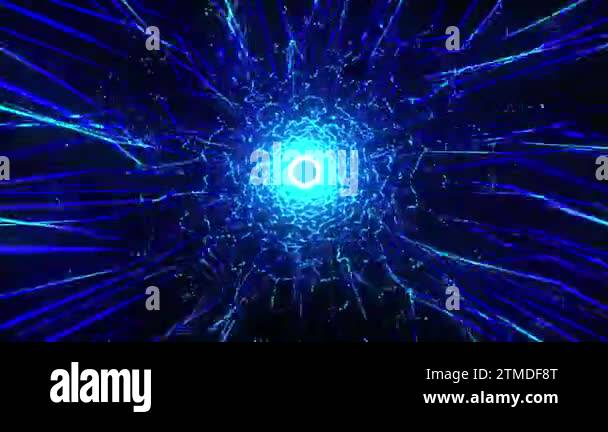 Motion graphic of flying into digital technologic tunnel. 3D render ...