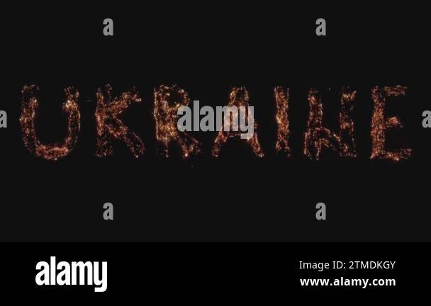 Word UKRAINE burning Letters on fire war glowing spreading fast ...