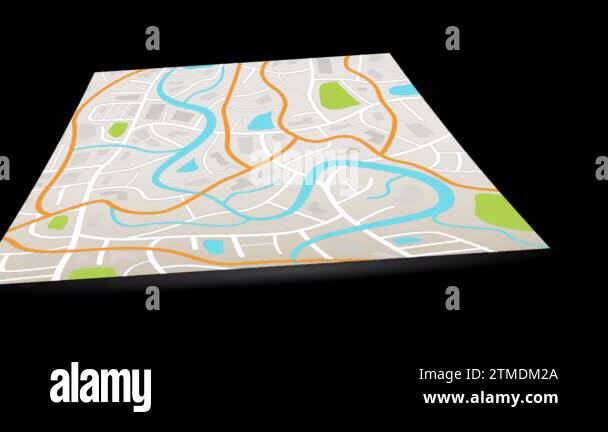 A city map animation with digital satellite gps pin point sign symbol ...