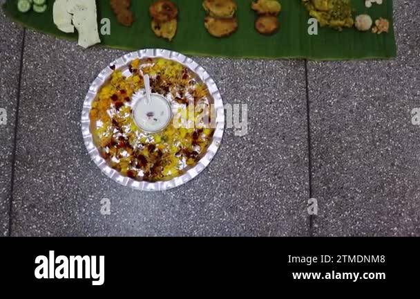 indian traditional mithila region food served at banana leaf at ...