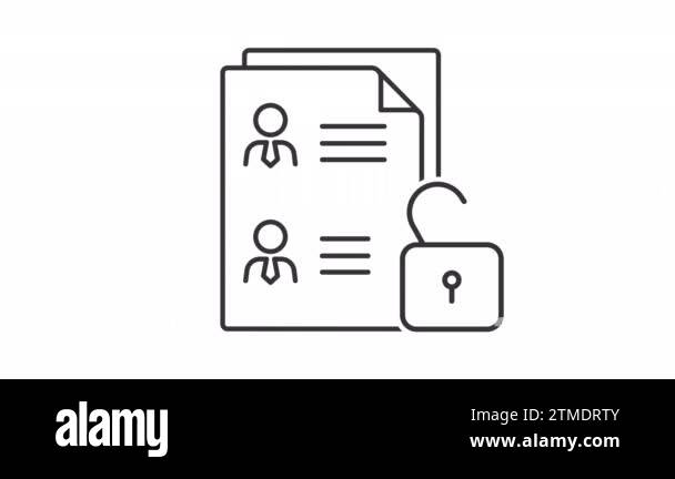 Animated worker data linear icon. Information about company employees. Secret document. Seamless ...