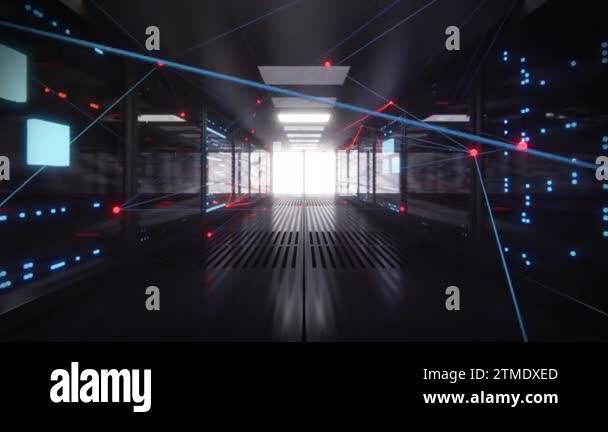 Big data connections room. Transmission of digital information over a network between computing ...