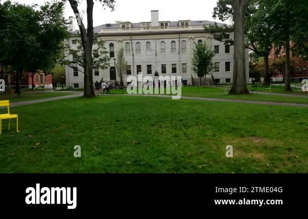 Many people visiting the Harvard University Campus. Harvard had been ...