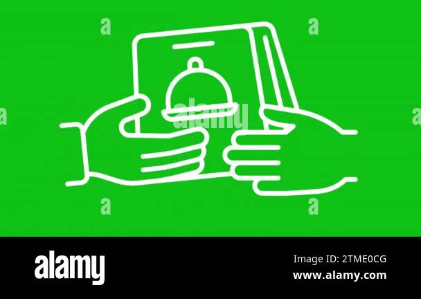 Deliver package white icon animation. Animated line deliveryman hand ...