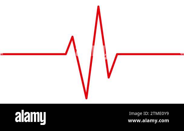 Animated red line of electrocardiogram. Linear symbol of pulsating ...