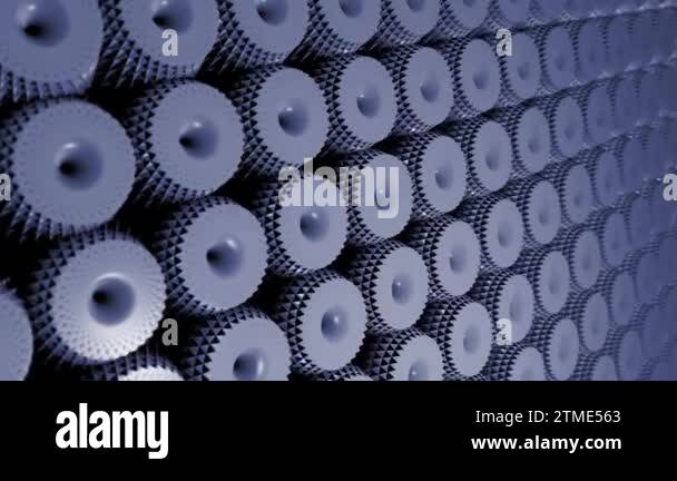 A wall of unusual looking spiky cog wheels constantly spinning. Full HD ...