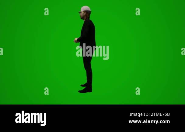 3d male contractor engineer animated on green screen talking walking ...