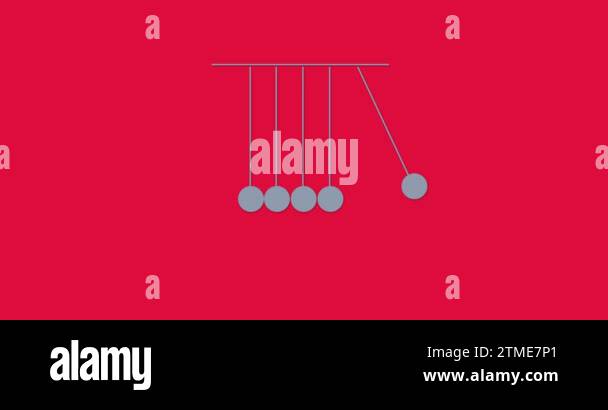 Newtons cradle 4k resolution animation. Newtons cradle gray and red ...