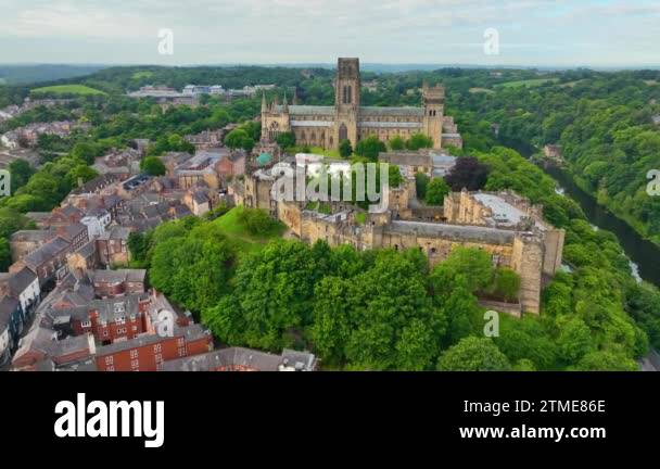 Durham Castle and Cathedral in the historic city center of Durham ...