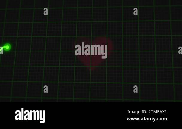 Heartbeat monitor line, seamlessly loop animation, green line graph of ...