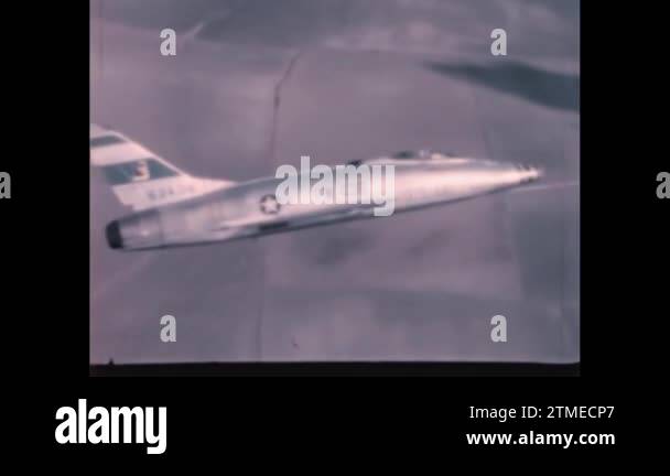 American military fighter jet in flight in rare high quality archival ...