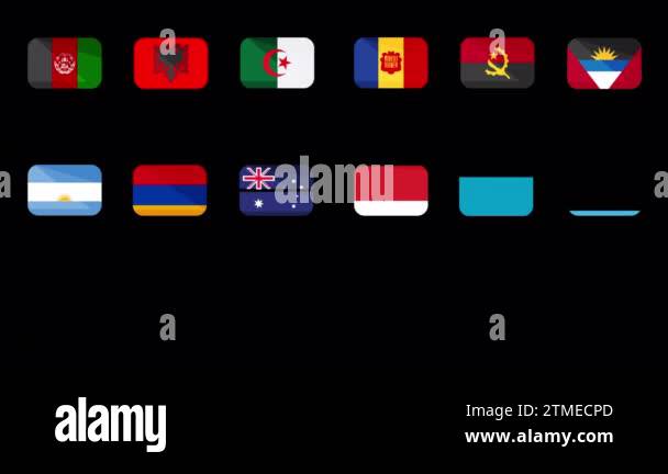 National Flags Icon Set Reveal Animation Stock Video Footage - Alamy