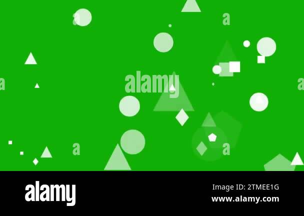 White geometric shapes motion graphics with green screen background ...
