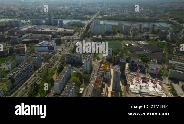 Aerial landscape of the city of Nantes, France. Birds eye of the city ...