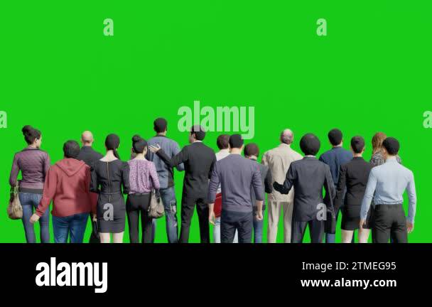 Isolated group of businessman standing in back view,3D people animation ...