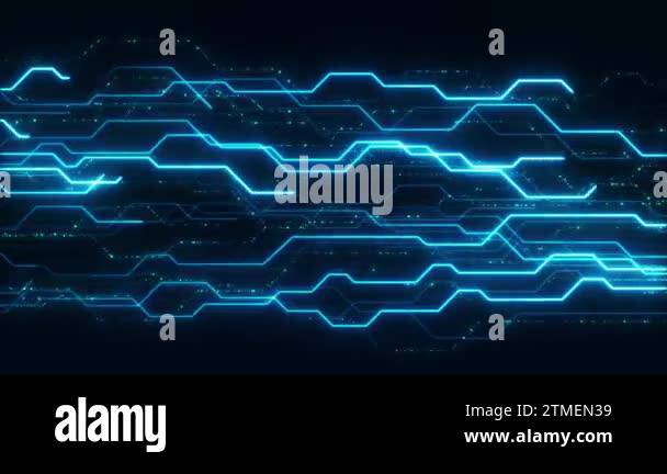 Digital Data moving on Circuit Board and CPU loop backgrounds. Computer Processing and ...