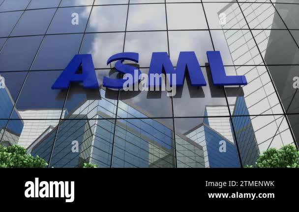 Editorial use only, 3D animation, ASML Holding N.V. logo on glass ...