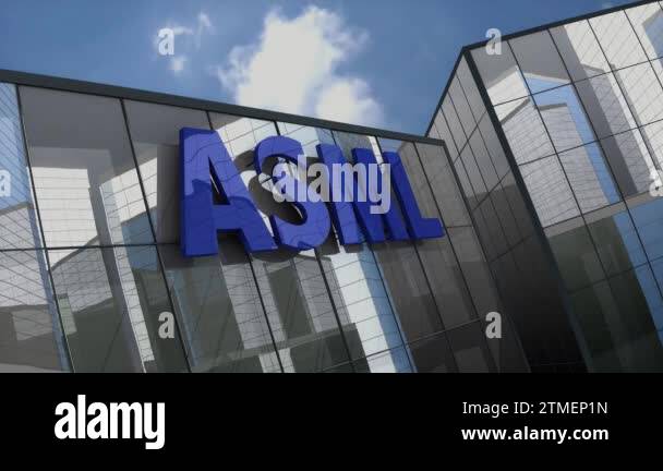 Editorial use only, 3D animation, ASML Holding N.V. logo on glass ...