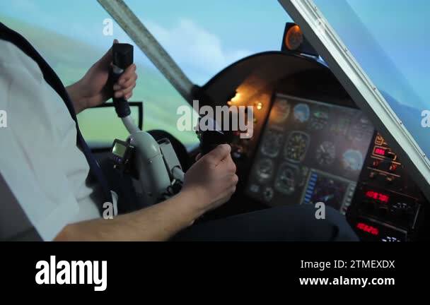 Airplane falling down after technical failure, scared pilot having ...