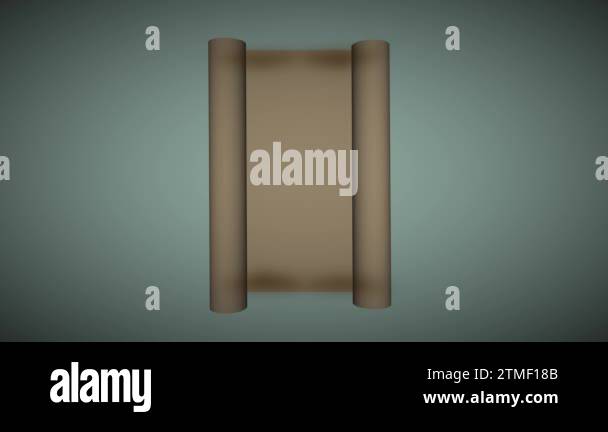 Empty vintage style parchment scroll opens and closes animation ...
