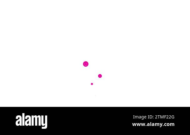 Animated pink symbol of emotions fly from bottom to top. Linear icons ...