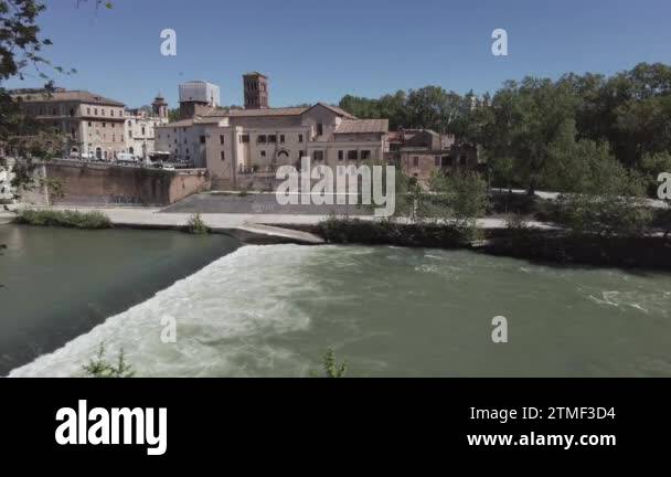 Italy, Rome 2023 - Isola Tiberina (Tiber Island) in Tevere river ...