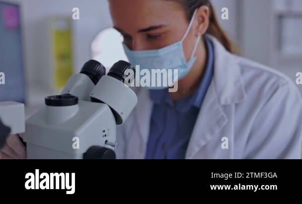 Microscope, covid and science with woman in laboratory for research ... Microscope, covid and science with woman in laboratory for research ...