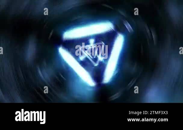 VJ Loop animation abstract blue circle triangular neon tunnel ...