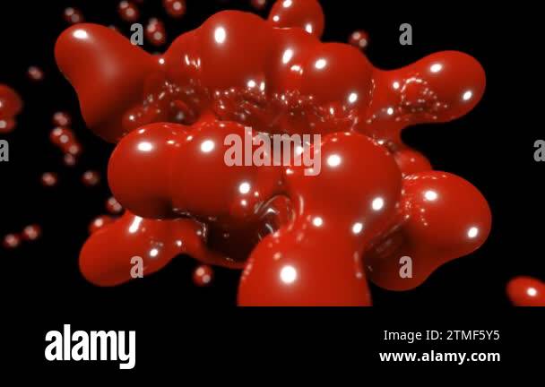 Blob floating abstract tech bio liquid blood chemical paint background ...