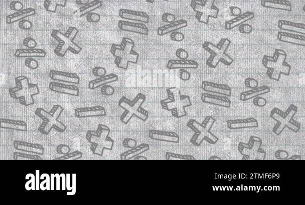Animation of division and multiplication symbols against textured white ...