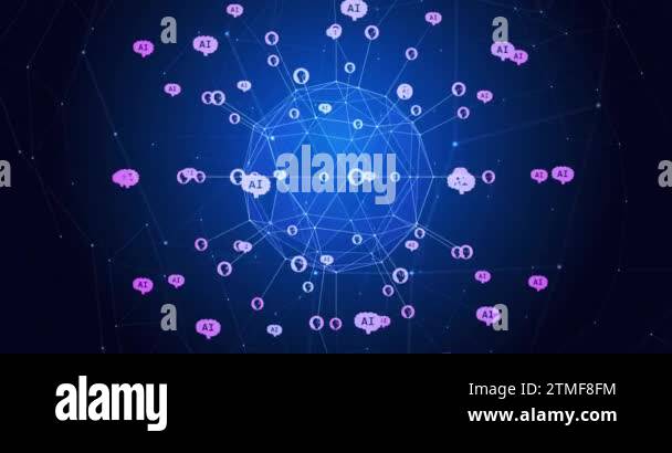 Animation Of Ai Data Processing Over Globe Of Connections With Ai Icons Global Artificial
