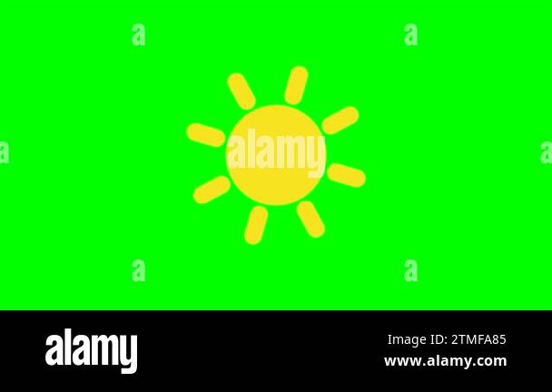 Cartoon simple icon rotation sun on green screen insert, chroma key ...