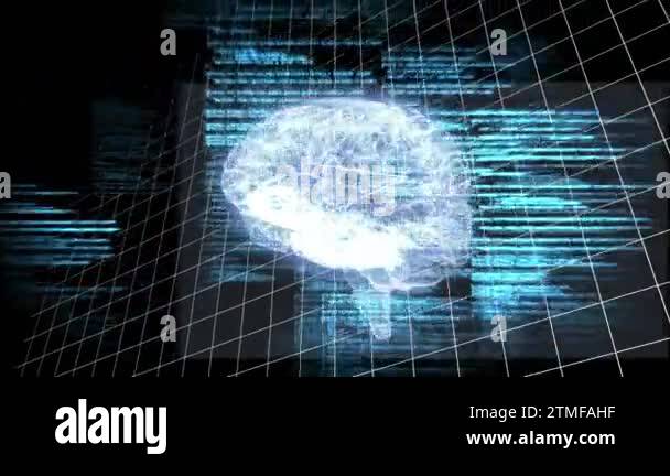 Animation of mathematical equations and diagrams over digital brain ...
