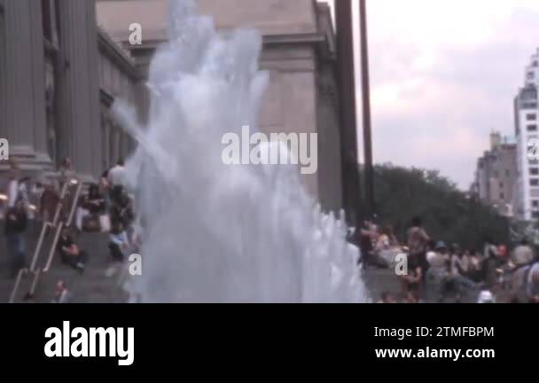 Water Gushes from Fountains in Front of The Met Fifth Avenue Facade of ...