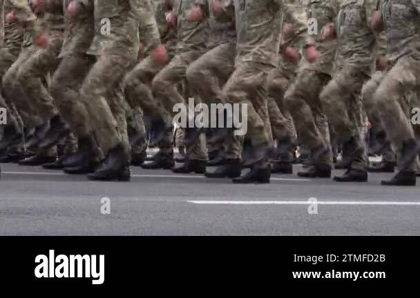 Military men marching in the parade. Soldiers legs. Boots forces and ...