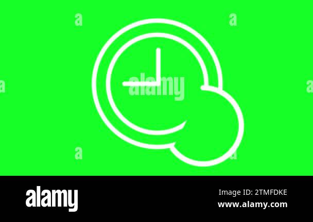 Animated completion white line icon. Clock face and checkmark. Loop HD ...