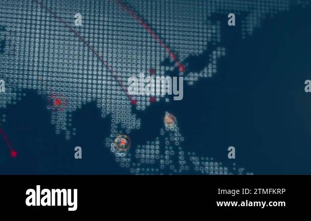 World map with different targets for cyber attack. Hacking and ...