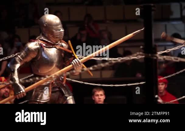 Medieval knight fighting, reconstruction of medieval battles. Full ...