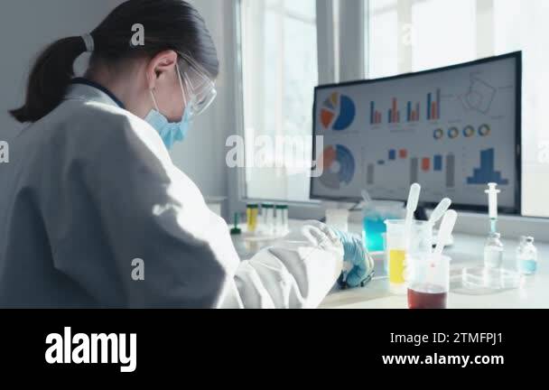 Medical science laboratory with biotech scientist developing medicine ...