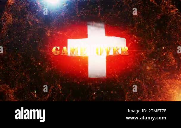 Game Over gold text motion with fire burst and golden particles ...