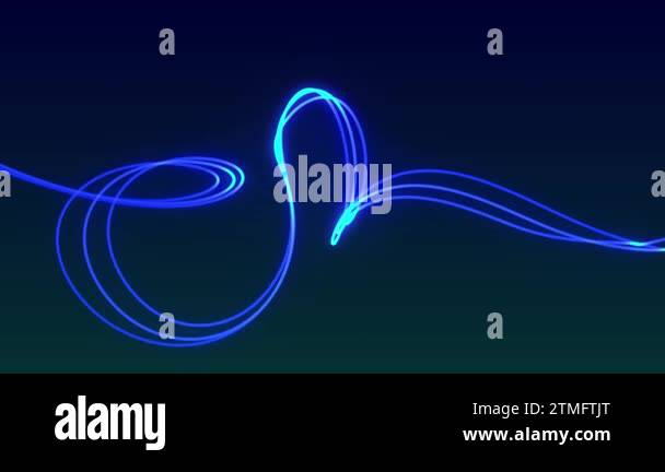 Line Background. Bright blue neon glowing fast moving lines along the ...