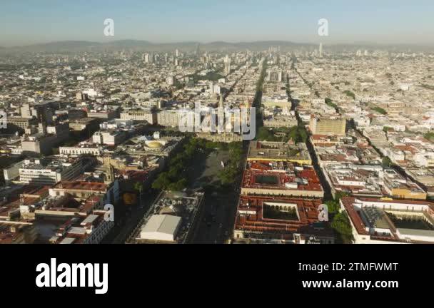 Mexico Guadalajara City aerial view of latin city streets. Mexican ...
