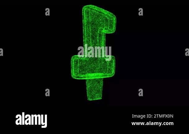 3D number 1 digit rotates on black background. Object made of ...