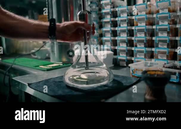 hookah bar man makes hookah process of making hookah for smoking ...