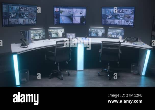 Workspace in modern security control center for monitoring CCTV cameras ...
