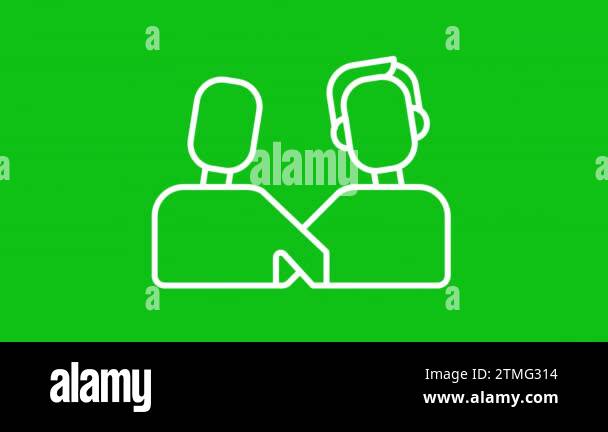 Friendship white line icon animation. People embracing. Friendly ...