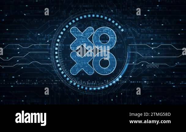 XOXO romantic love greeting and kiss digital cyber style symbol ...